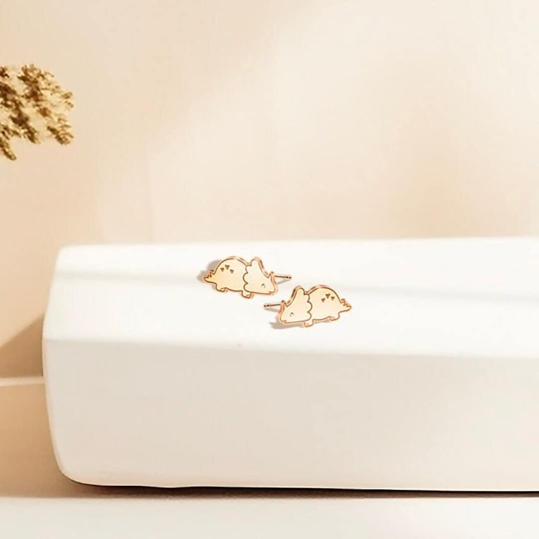 Dinosaur Earrings Triceratops Studs Dino Jewelry for Dinosaur Lover Gift Triceratops Dino ...