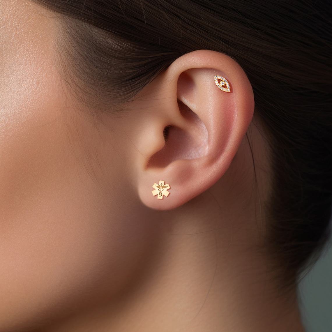 Paramedic Earrings, Dainty Medical Earrings, Gold, Silver, Rose Gold ...