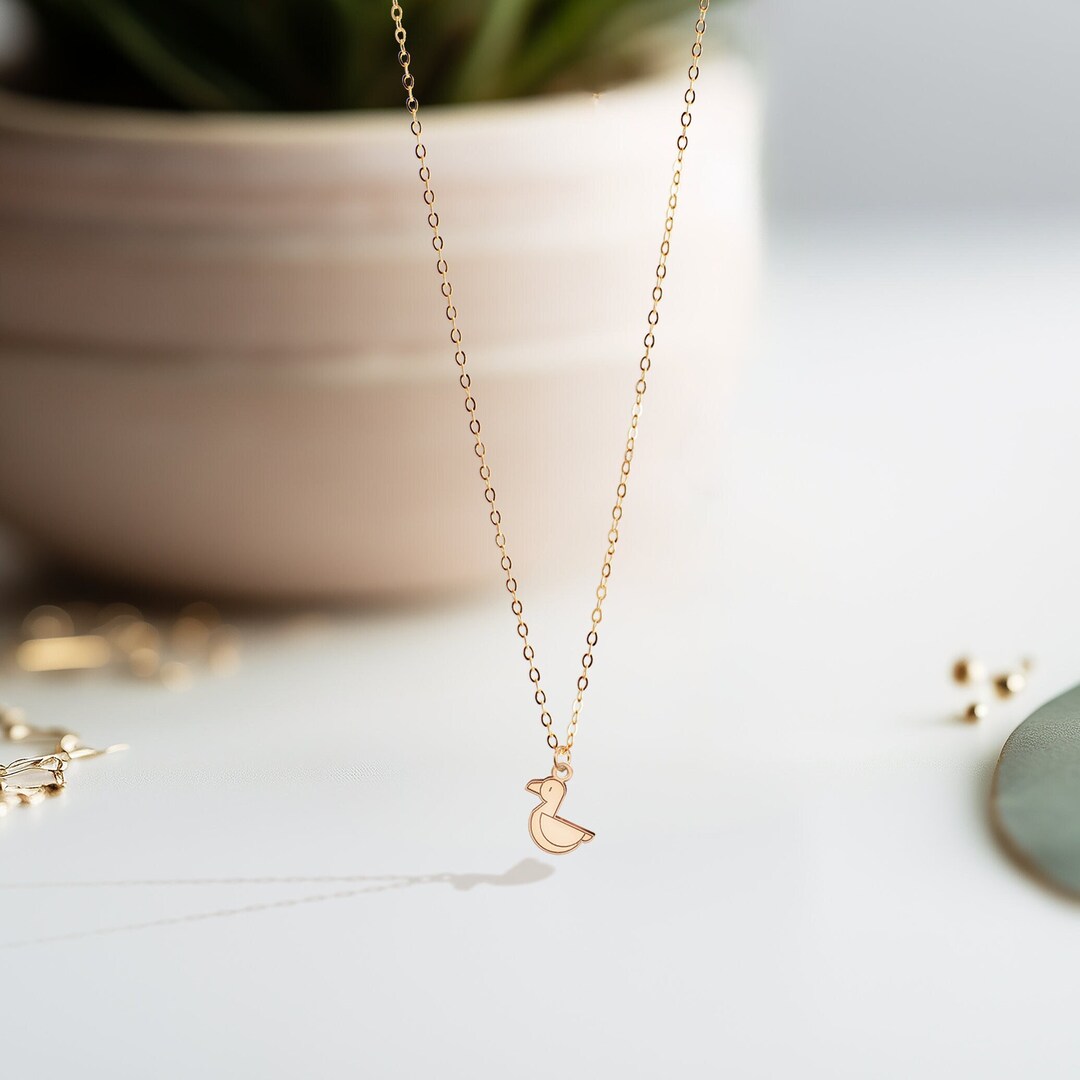 Duck Necklace Gold Duck Charm Bird Pendant Birthday Gift for Her Duck ...
