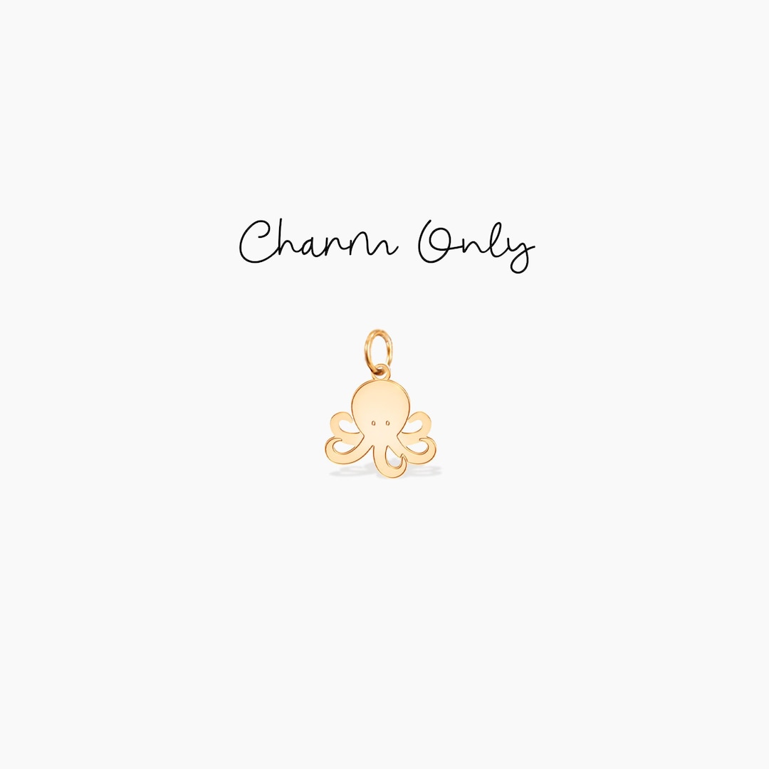 Octopus Charm Gold Pendant Add on Charm Ocean Jewelry Beach Charm Sea ...
