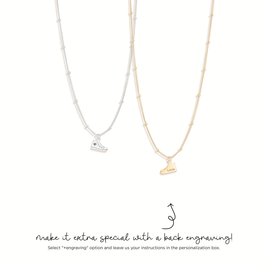 Skater Converse Shoe Pendant on a Beady Chain Necklace, Available in ...