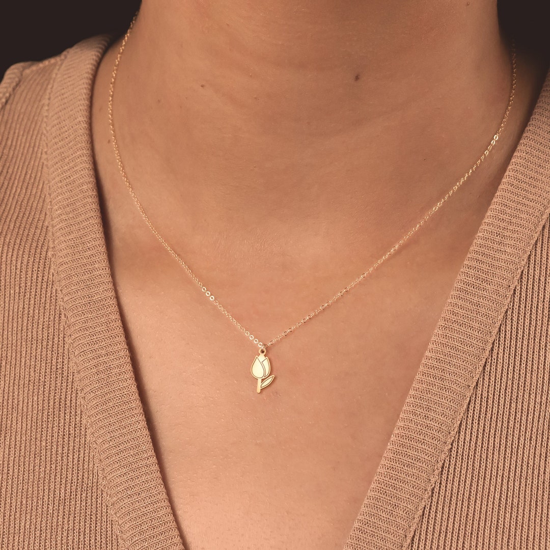 Tulip Necklace Flower Pendant Gift for Her Floral Necklace Tulip Charm ...