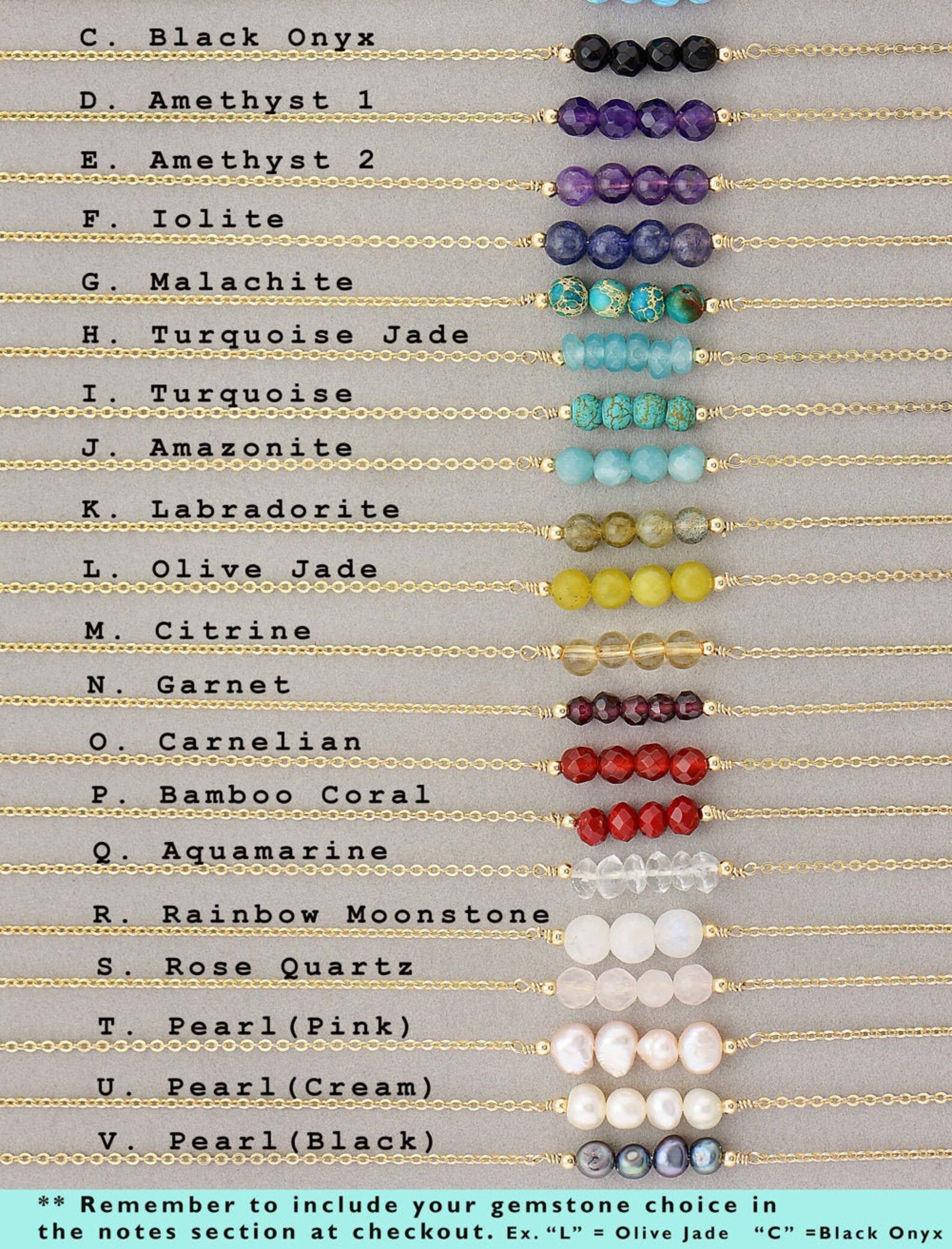 Gemstone Bead Bracelet Birthstone Necklace Bead Bar Gold - Etsy