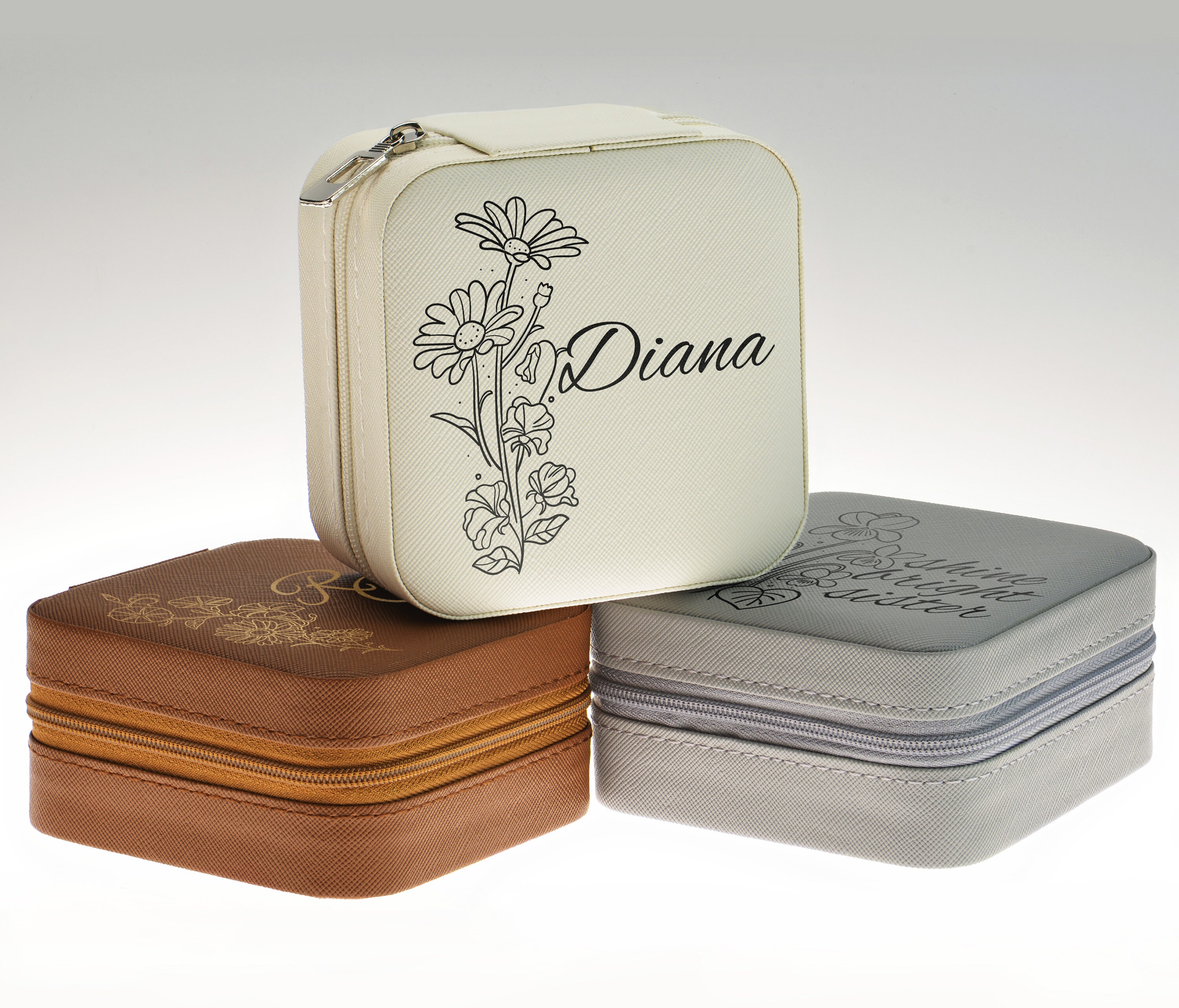 Custom Jewelry Travel Case, Birth Month Flower Gift, Personalized ...