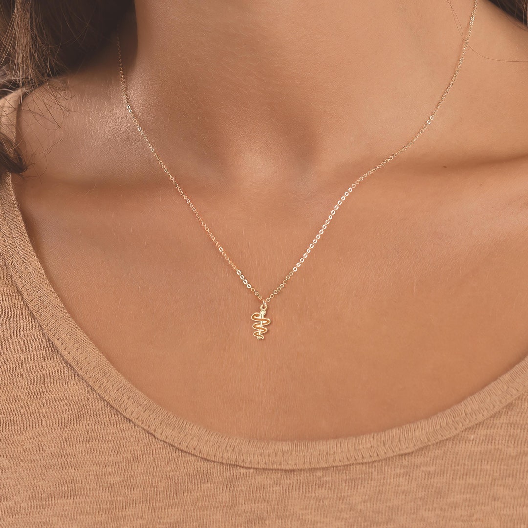 Caduceus Pendant Necklace Medical Charm Gift for Her Caduceus Necklace ...