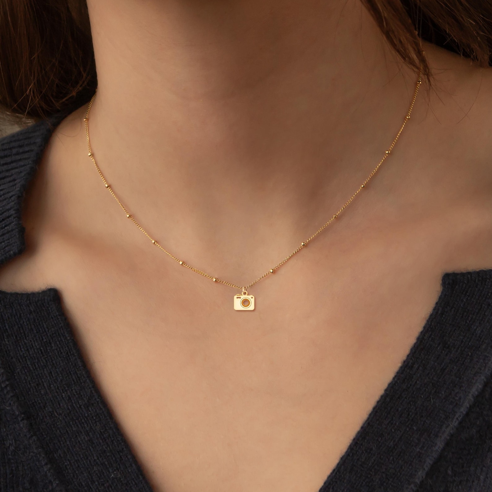 Gold Camera Necklace Tiny Pendant Fun Jewelry Retro Camera Charm ...