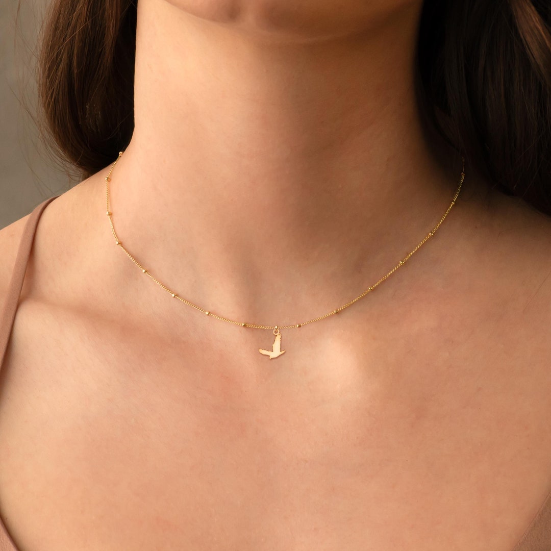 Hawk Necklace Eagle Necklace Beady Chain Necklace Hawk Pendant Bird ...