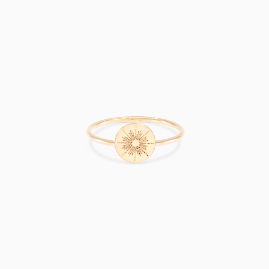Gold Sun Ring, Gold Sunshine Ring, Dainty Gold Ring, Sunrise Ring ...