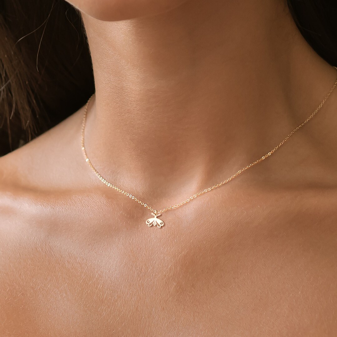 Tiny Moth Necklace, Dainty Moth Necklace, Cute Gift for Her, Handmade ...