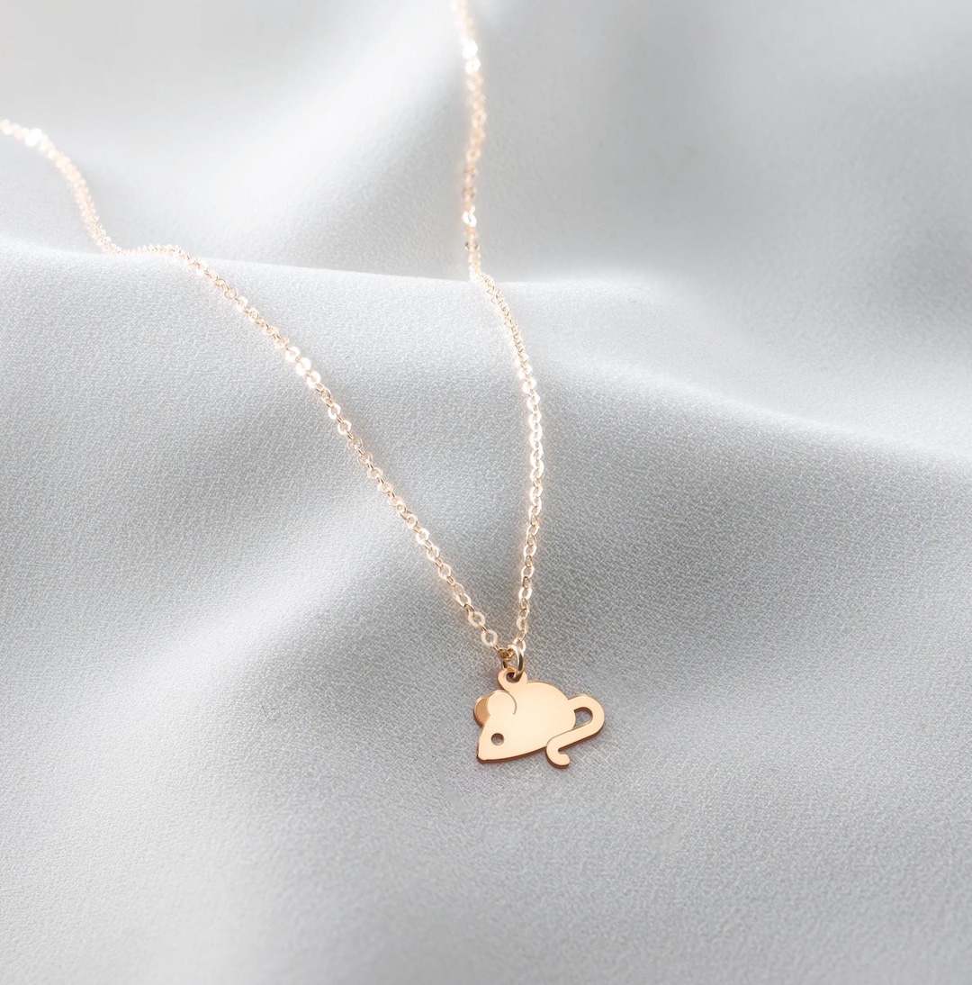 Mouse Necklace Gold Mouse Pendant Charm Gift for Her Animal Jewelry ...