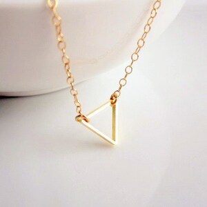Mini Gold Triangle Necklace, Floating Triangle Necklace, Minimal ...