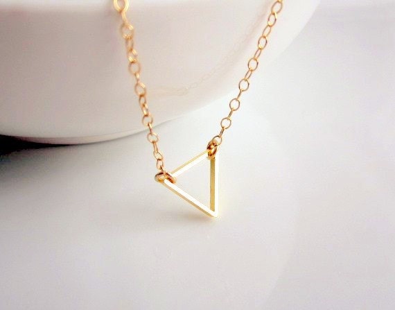 Mini Gold Triangle Necklace Floating Triangle Necklace - Etsy