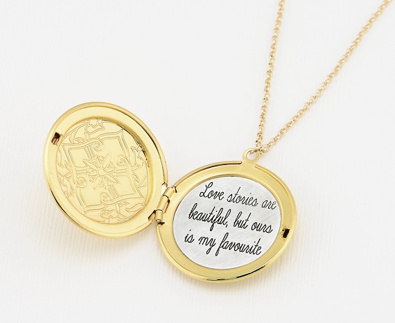 Gold Engraved Necklace Custom Engraved Locket Necklace - Etsy