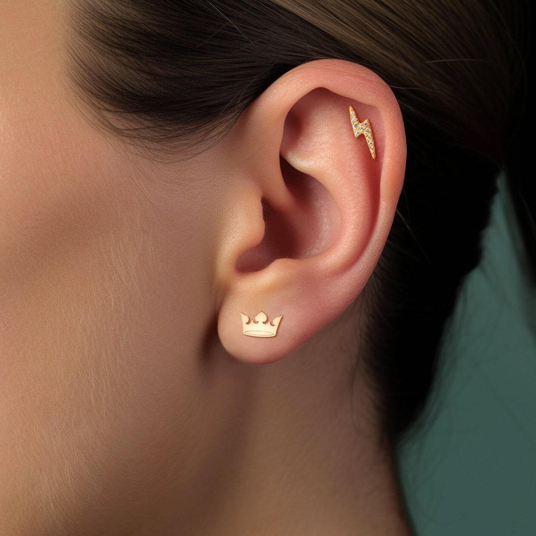 Princess Crown Earrings, Dainty Royal Earrings, Gold, Silver, Rose Gold ...