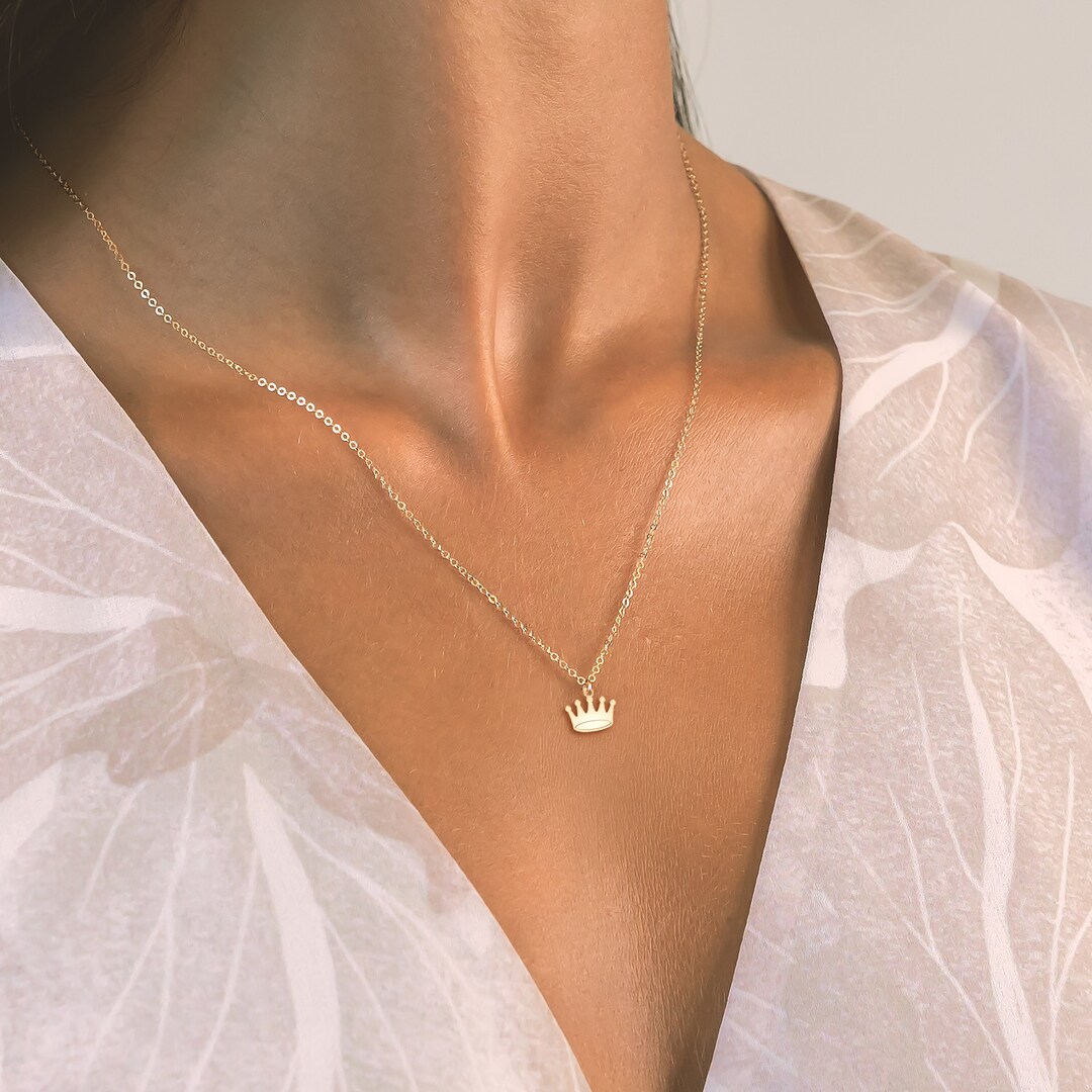 Crown Necklace Gold Charm Queen Pendant Crown Jewelry Princess Necklace ...