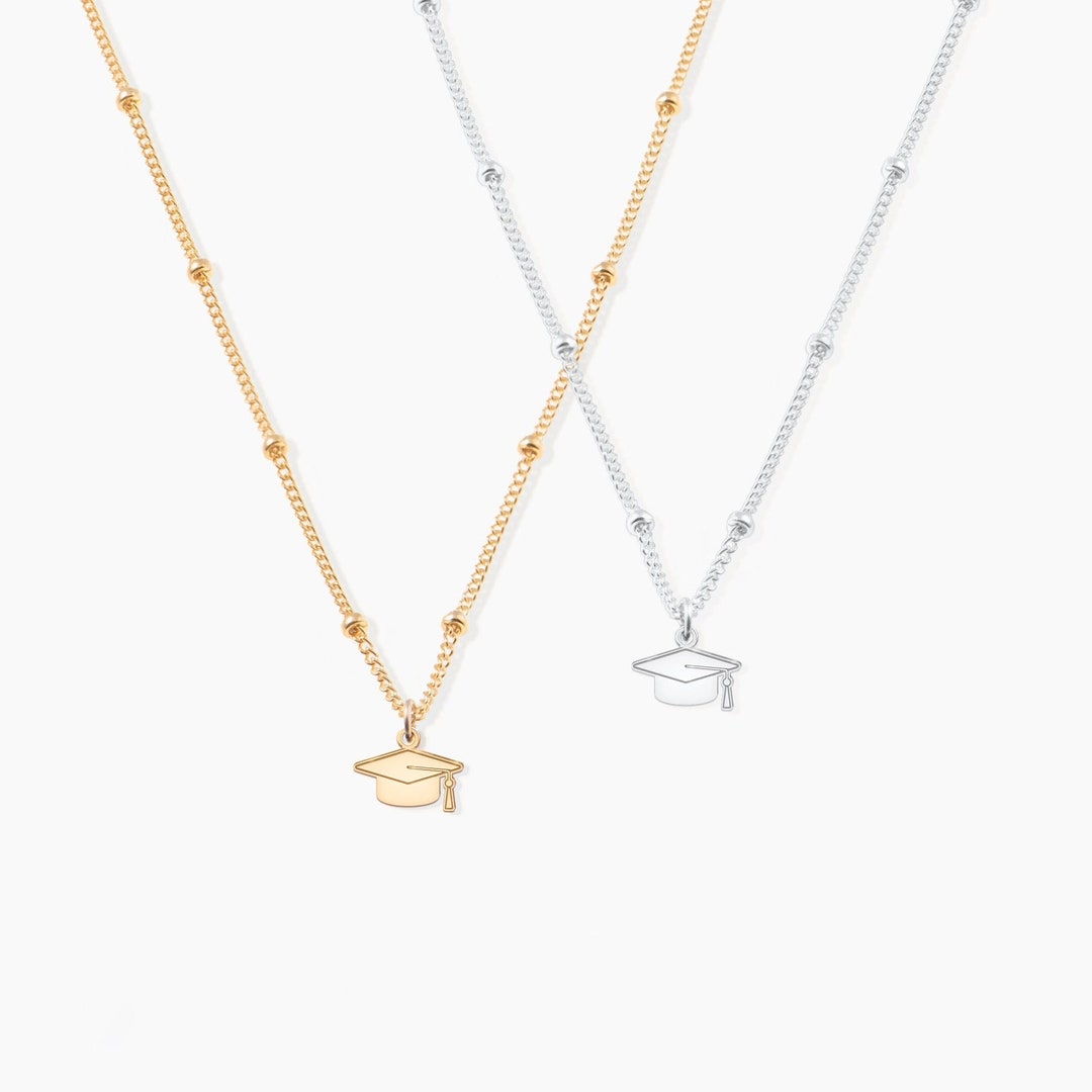 Graduation Cap Charm Beady Chain Grad Year Necklace College Graduation ...
