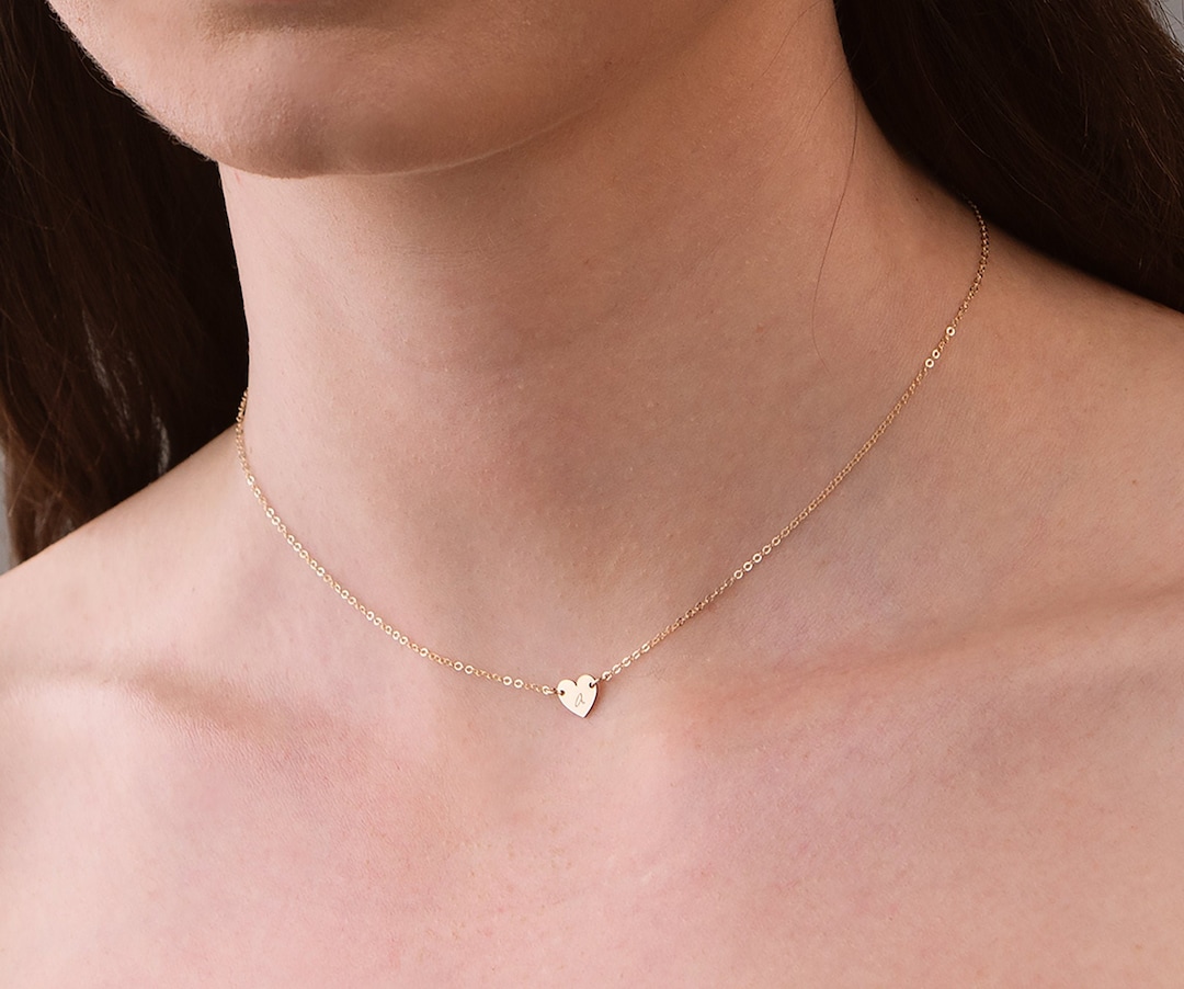 Heart Necklace Gold Pendant Wedding Gift for Her Charm Jewelry ...