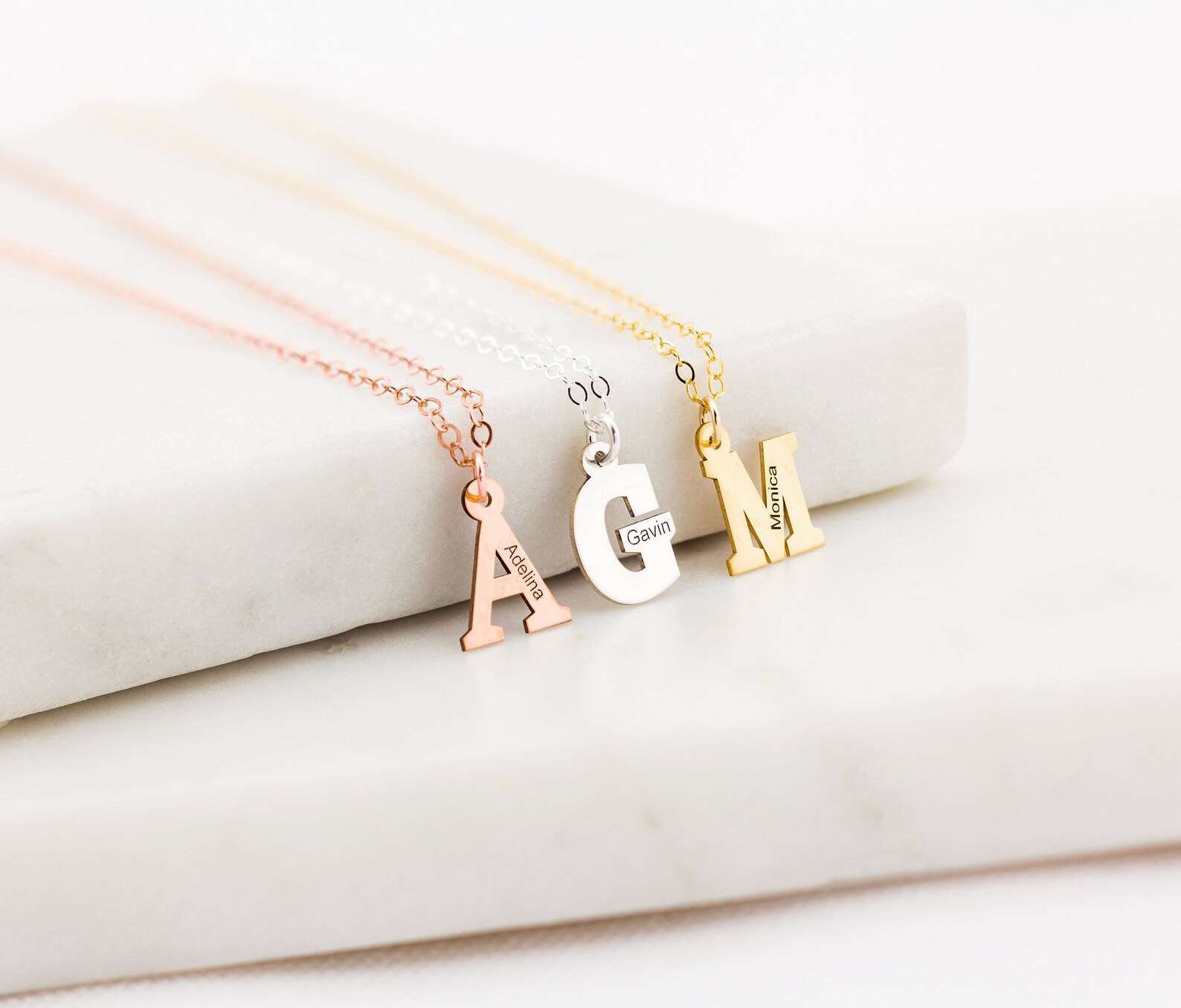 Dainty Letter Necklace Initial Necklace Custom Initials - Etsy