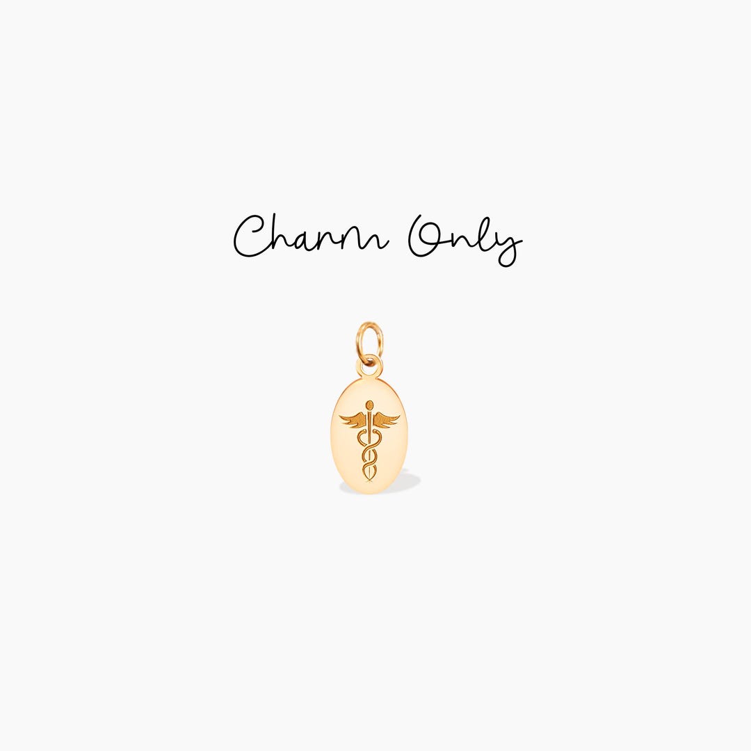 Caduceus Charm Medical Alert Charm Gold Graduation Gift Add on Charm ...