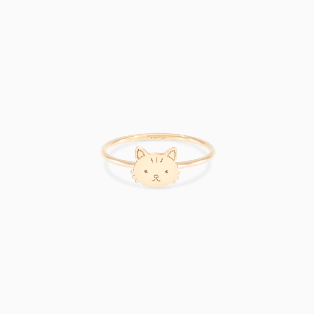 Custom Cat Ring, Dainty Gold Ring, Cat Lover Gifts, Handmade Jewelry ...