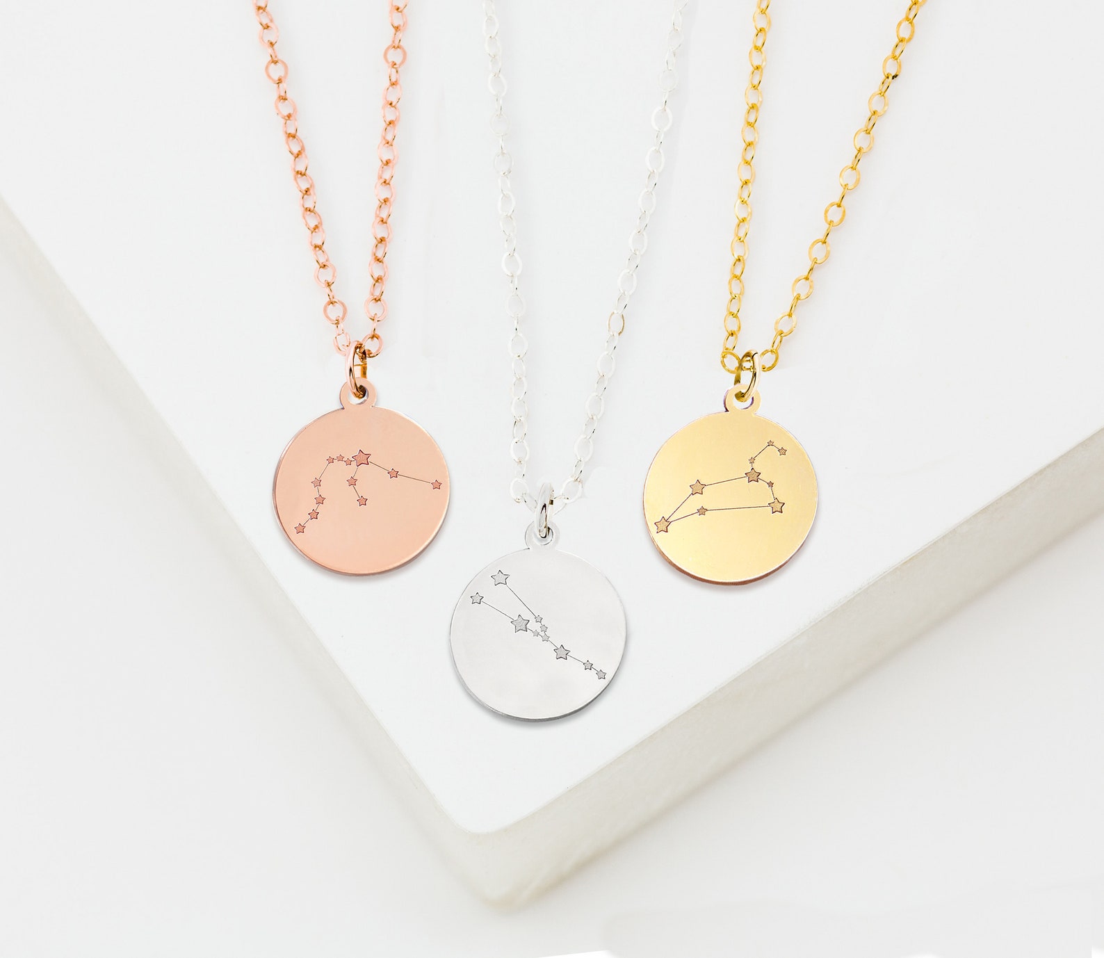 Zodiac Necklace Zodiac Sign Disc Birth Month Disc Astrology - Etsy