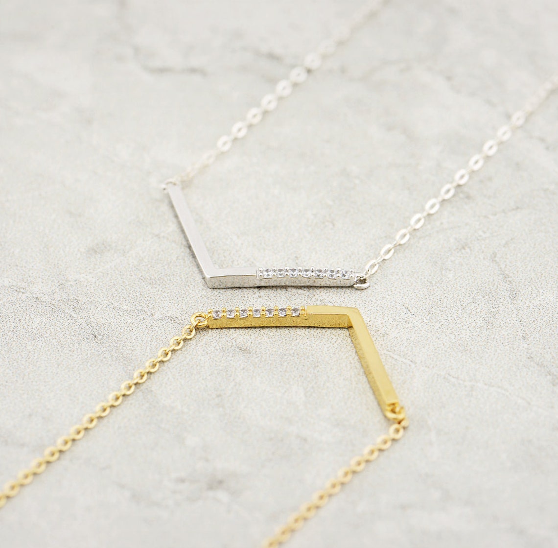 V Shaped Necklace V Necklace Chevron Necklace Gold Arrow - Etsy
