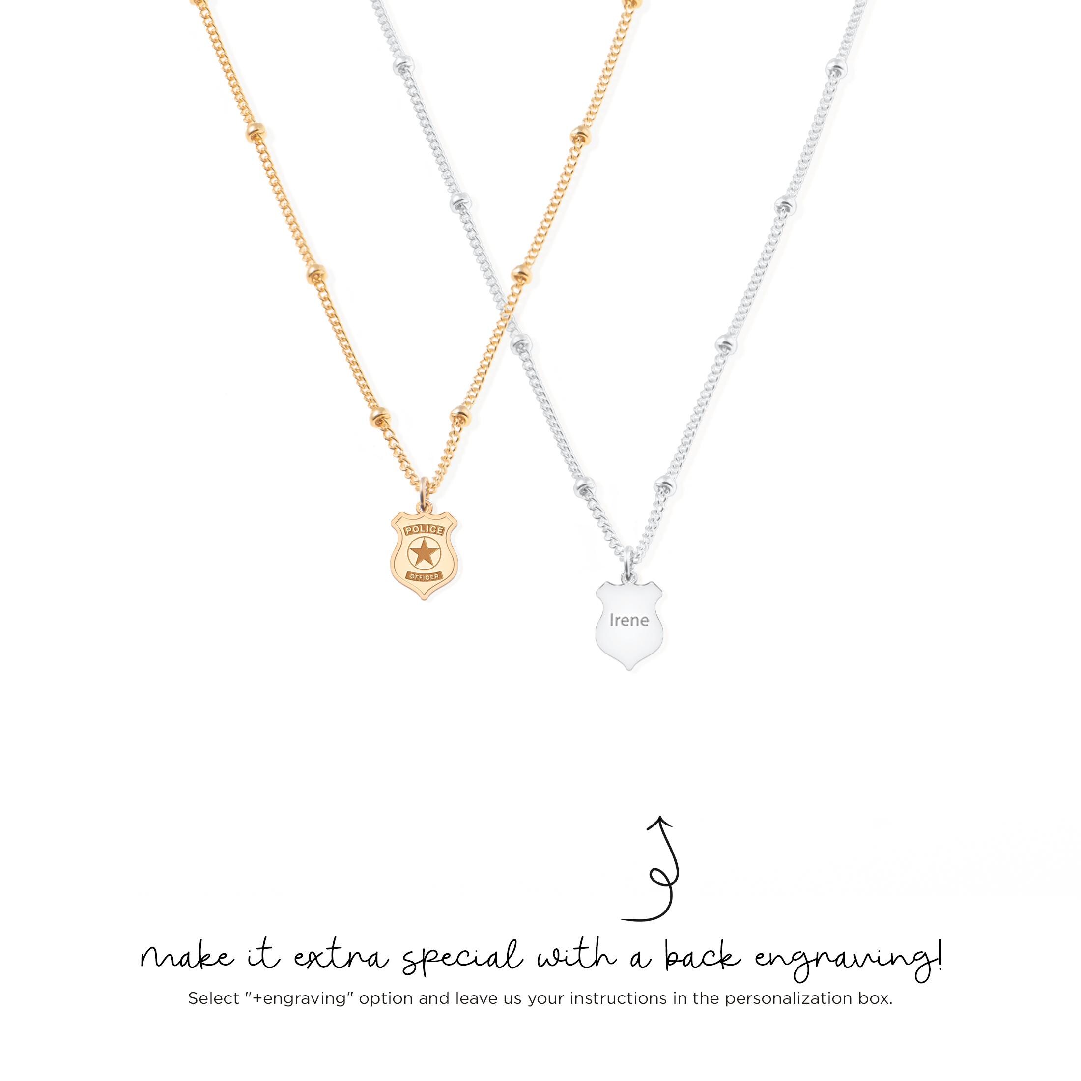Police Badge Necklace Beady Chain Necklace Police Jewelry Custom Badge ...