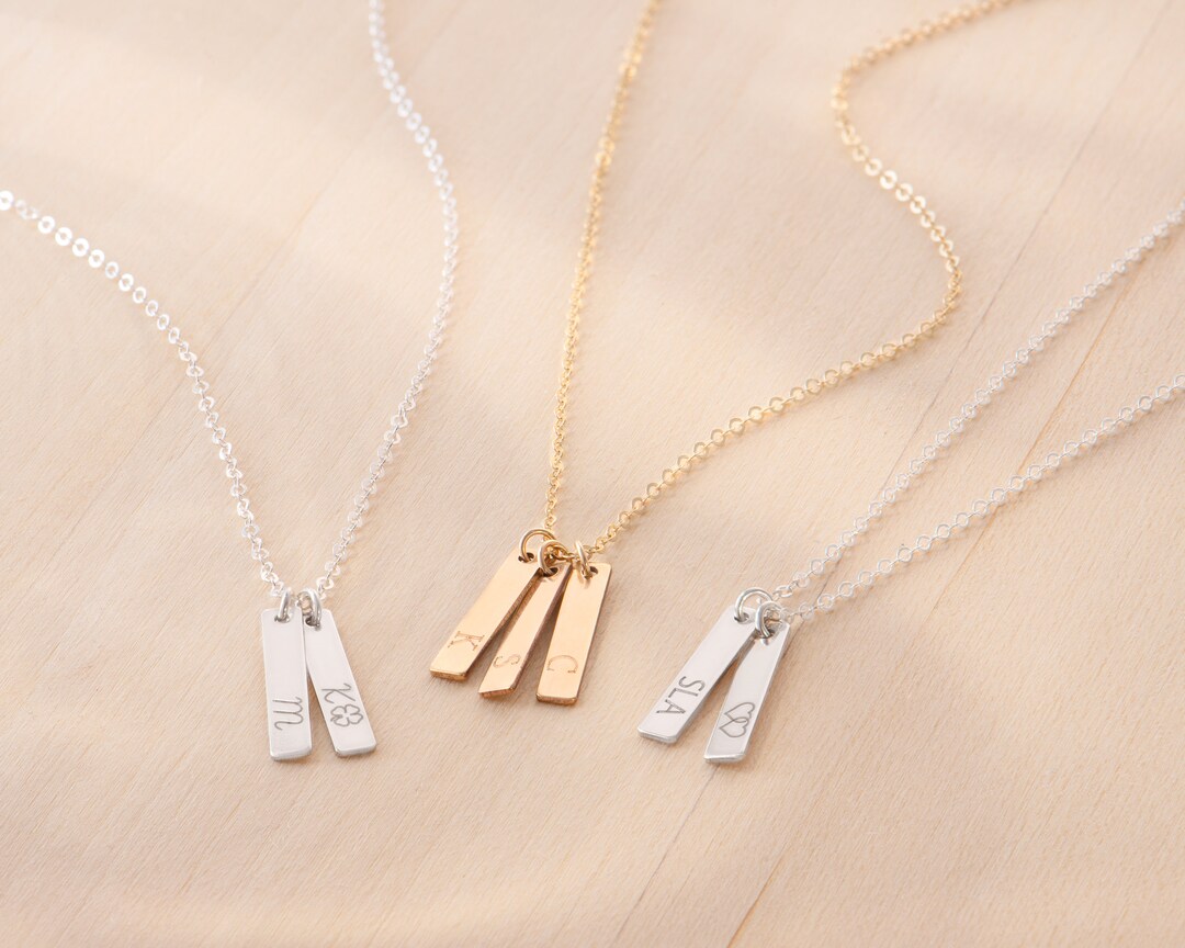 Name Necklace Engraved Necklace Custom Bar Necklace Personalized Gift ...