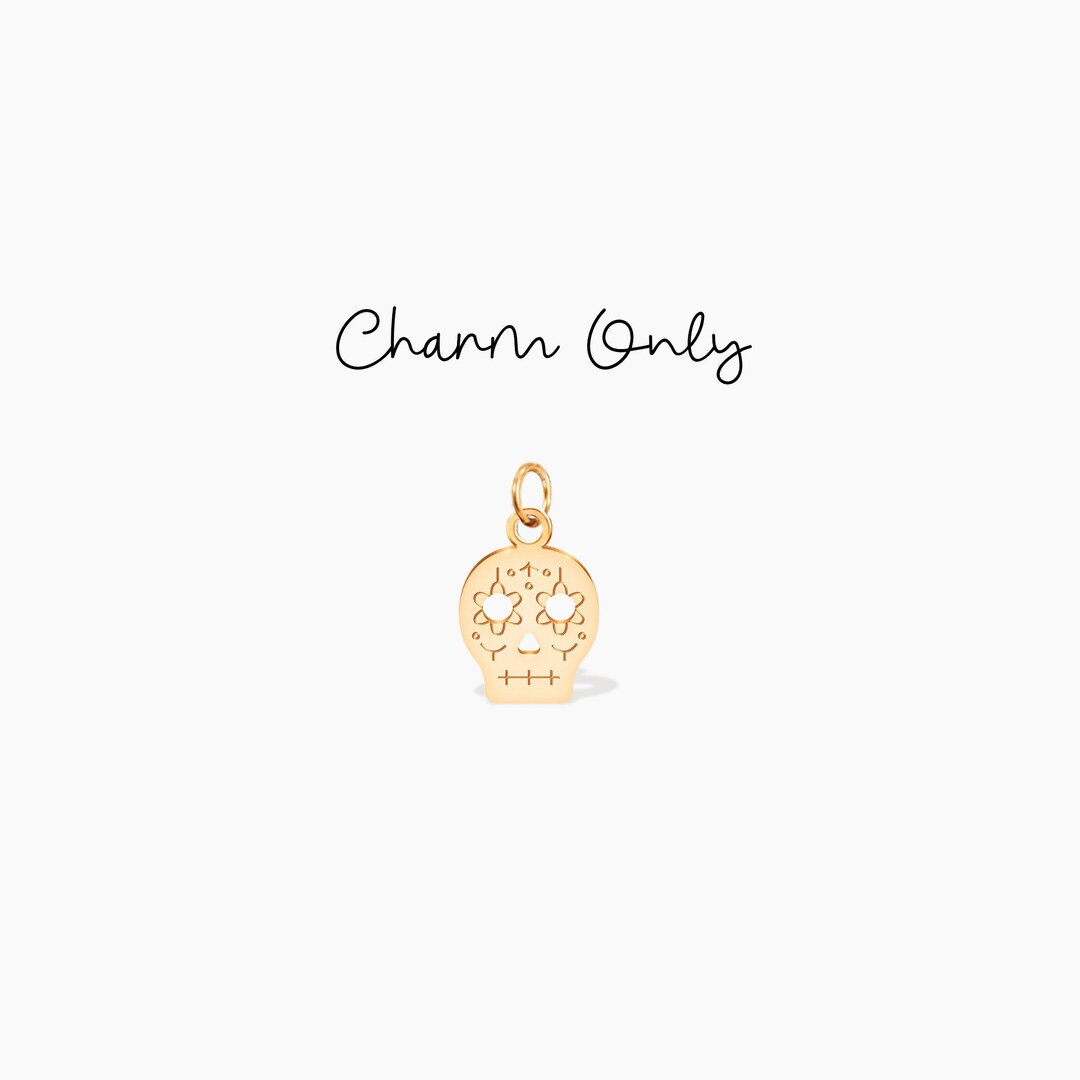 Sugar Skull Charm Gold Charm Day of the Dead Pendant Halloween Charm ...