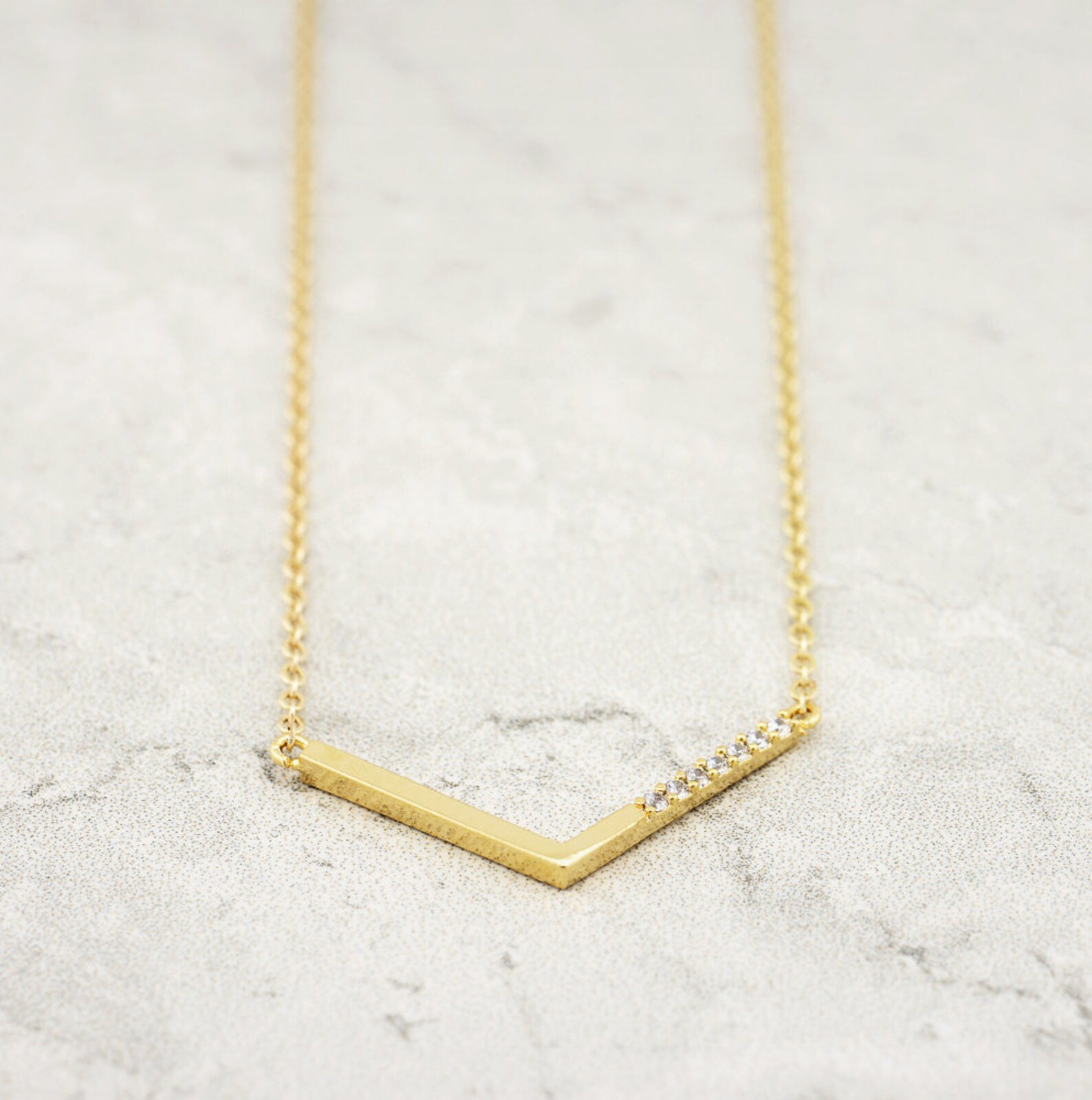 V Shaped Necklace V Necklace Chevron Necklace Gold Arrow - Etsy