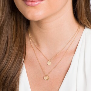 Initial Disc Necklace, 2 Disc Initial Charm, Letter Necklace, Gold ...