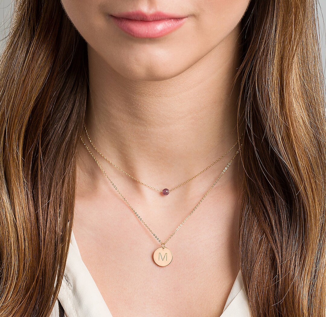 Gold Initial Disc Necklace Set · Initial Charms · Personalized Necklace ...