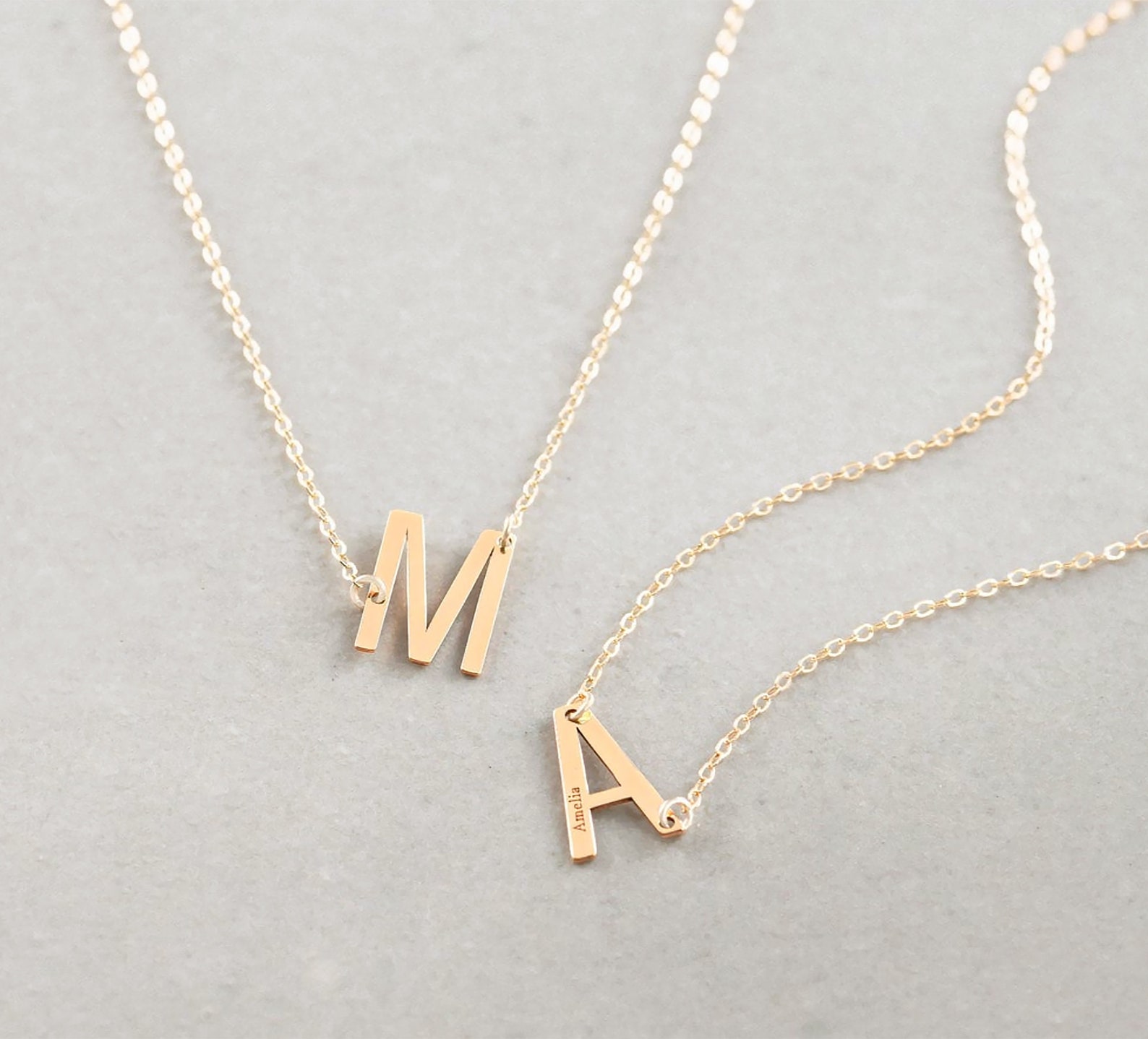 Large Letter Necklace Letter Necklace Initial Necklace Big - Etsy UK