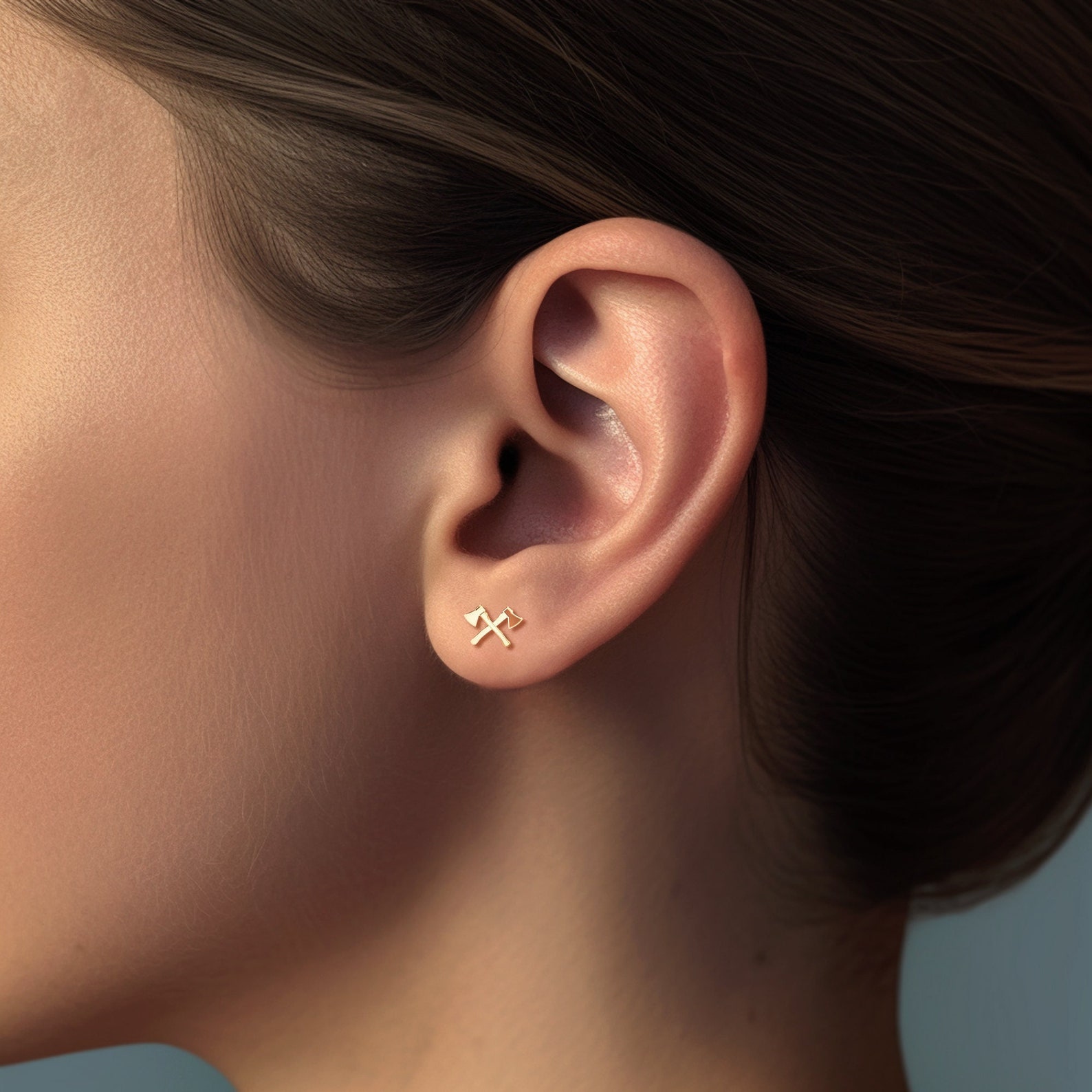 Double Axe Earring in 14k Gold Filled, Sterling Silver Hatchet Earring ...
