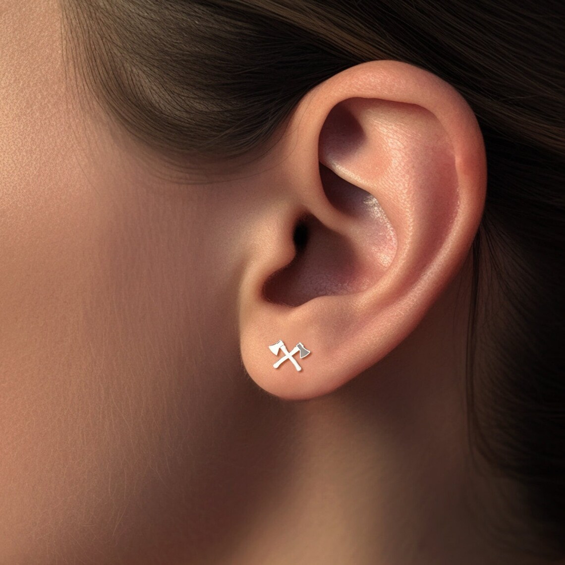 Double Axe Earring in 14k Gold Filled, Sterling Silver Hatchet Earring ...