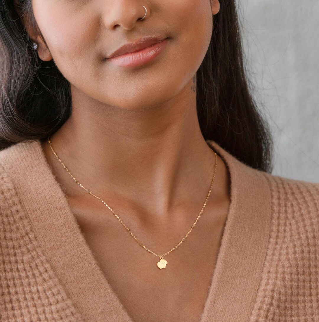 Ram Necklace Beady Chain Necklace Zodiac Jewelry Ram Pendant Animal ...