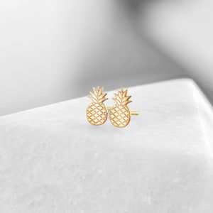 Pineapple Stud Earrings • Pineapple Earrings • Pineapple Jewelry • Gold, Rose Gold, Silver ...
