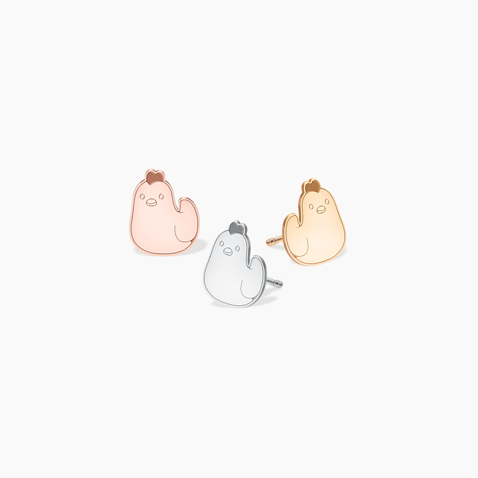 Chicken Charm Stud Earrings Sterling Silver Hen Animal Jewelry Farm ...