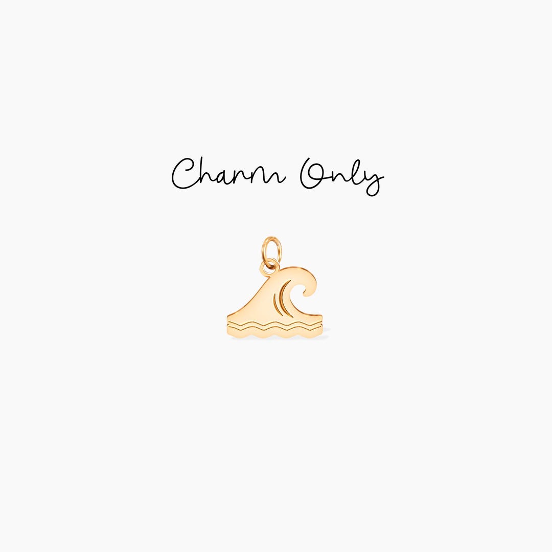 Wave Charm Ocean Charm Gold Wave Pendant Add on Charm Surfer Charm ...