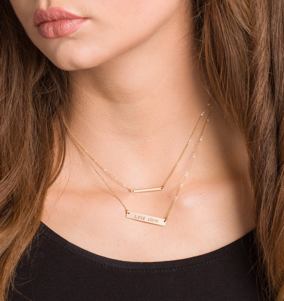 Personalized Gold Bar Necklace Bar Necklace Engraved | Etsy