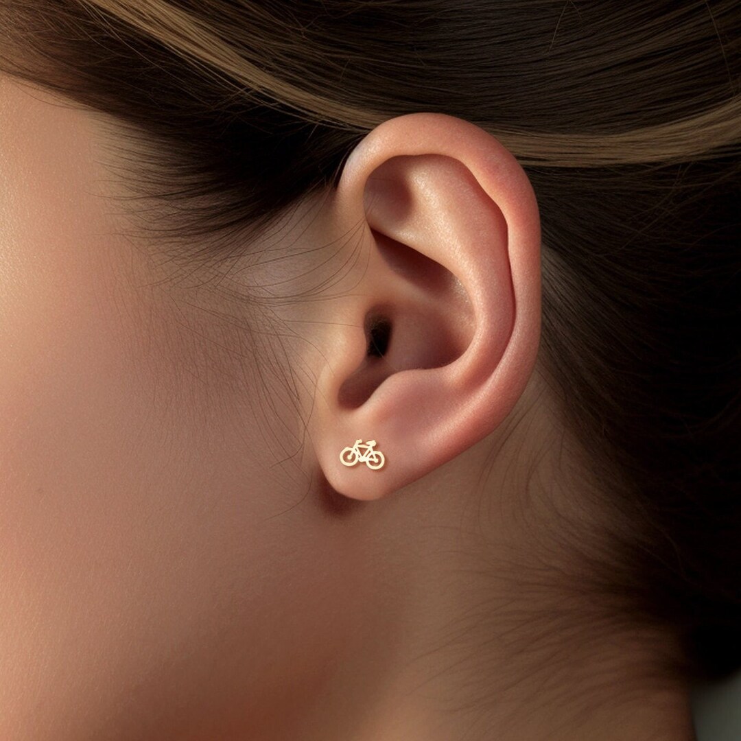 Bicycle Stud Earrings Dainty Minimalist Earrings Simple Summer Earrings ...