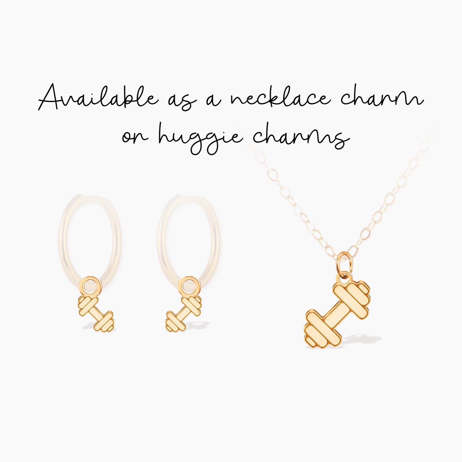 Dumbbell Charm Fitness Jewelry Dumbbell Pendant Gym Charm Workout Gold ...