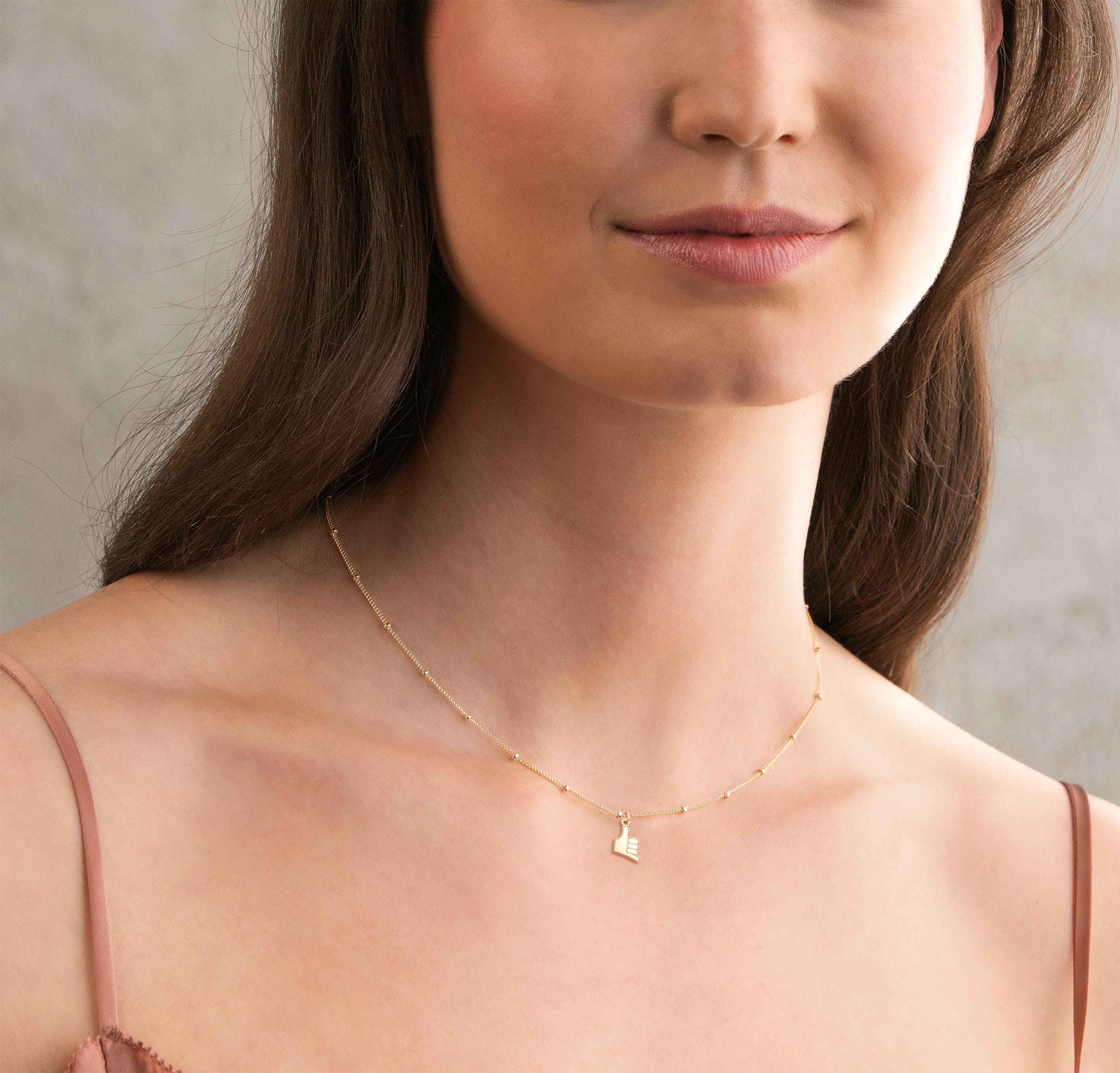 Surf's Up, Shaka Hand Charm on a Beady Chain Necklace, Available in 14k ...