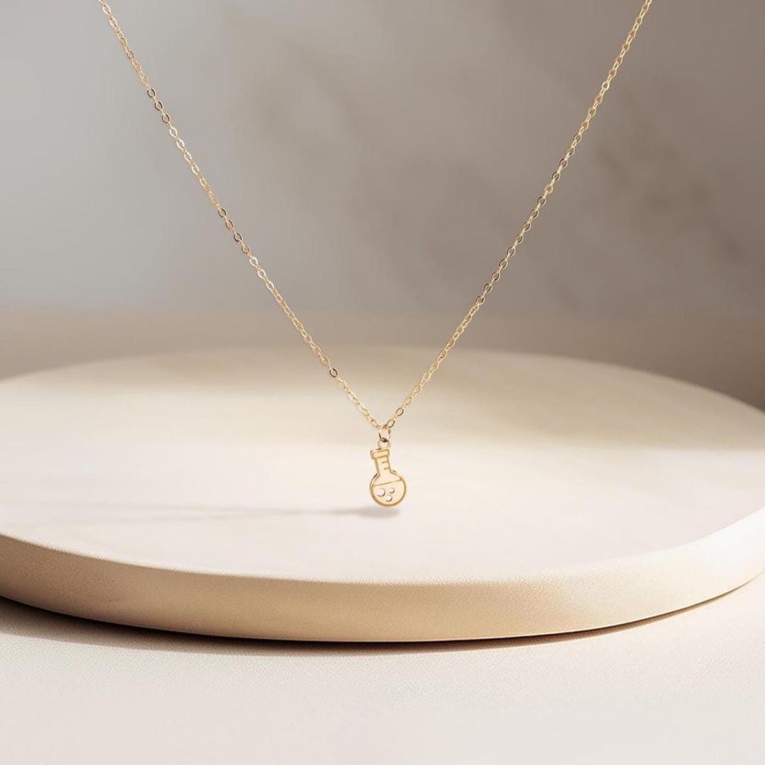 Flask Bottle Science Pendant Necklace: Sterling Silver, Gold Filled ...