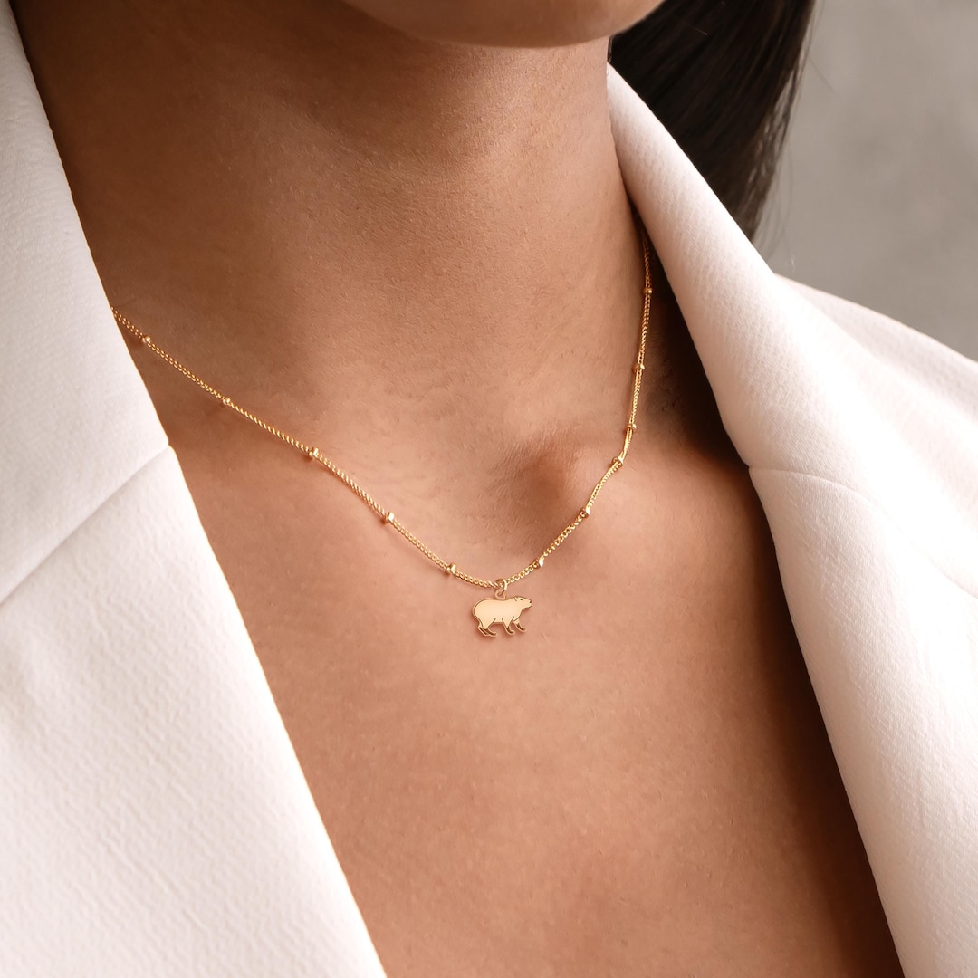 Capybara Necklace Silver Capybara Pendant Animal Lover Gift Capybara ...