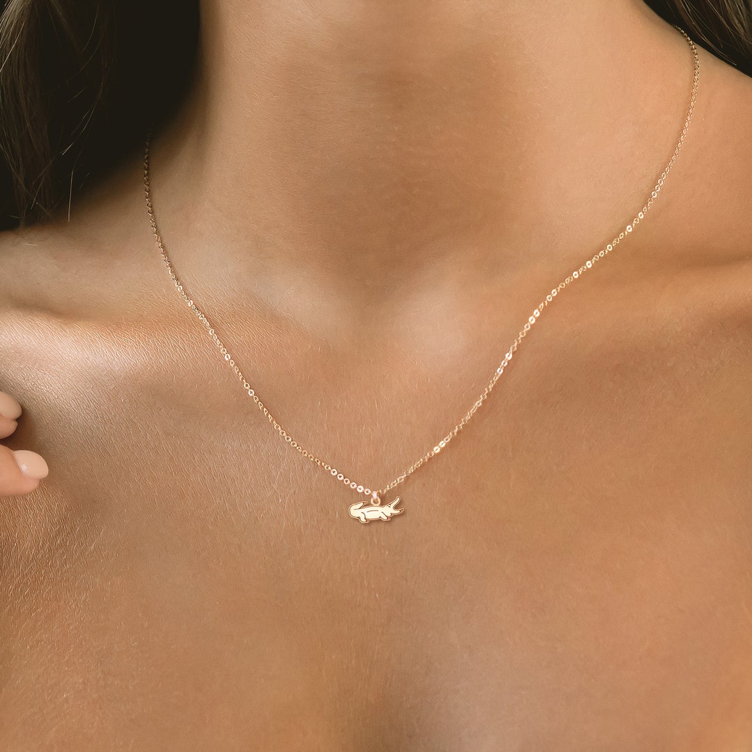 Gator Charm Necklace Custom Alligator Pendant Crocodile Necklace Dainty ...
