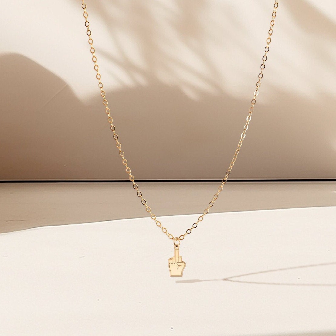 Middle Finger Necklace Quirky Hand Jewelry Gift for Her Tiny Necklace ...