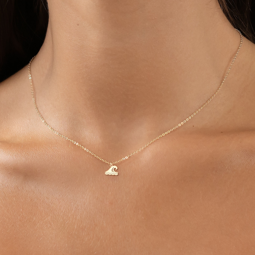 Wave Necklace Ocean Necklace Gold Wave Pendant Surfer Necklace Gift for ...