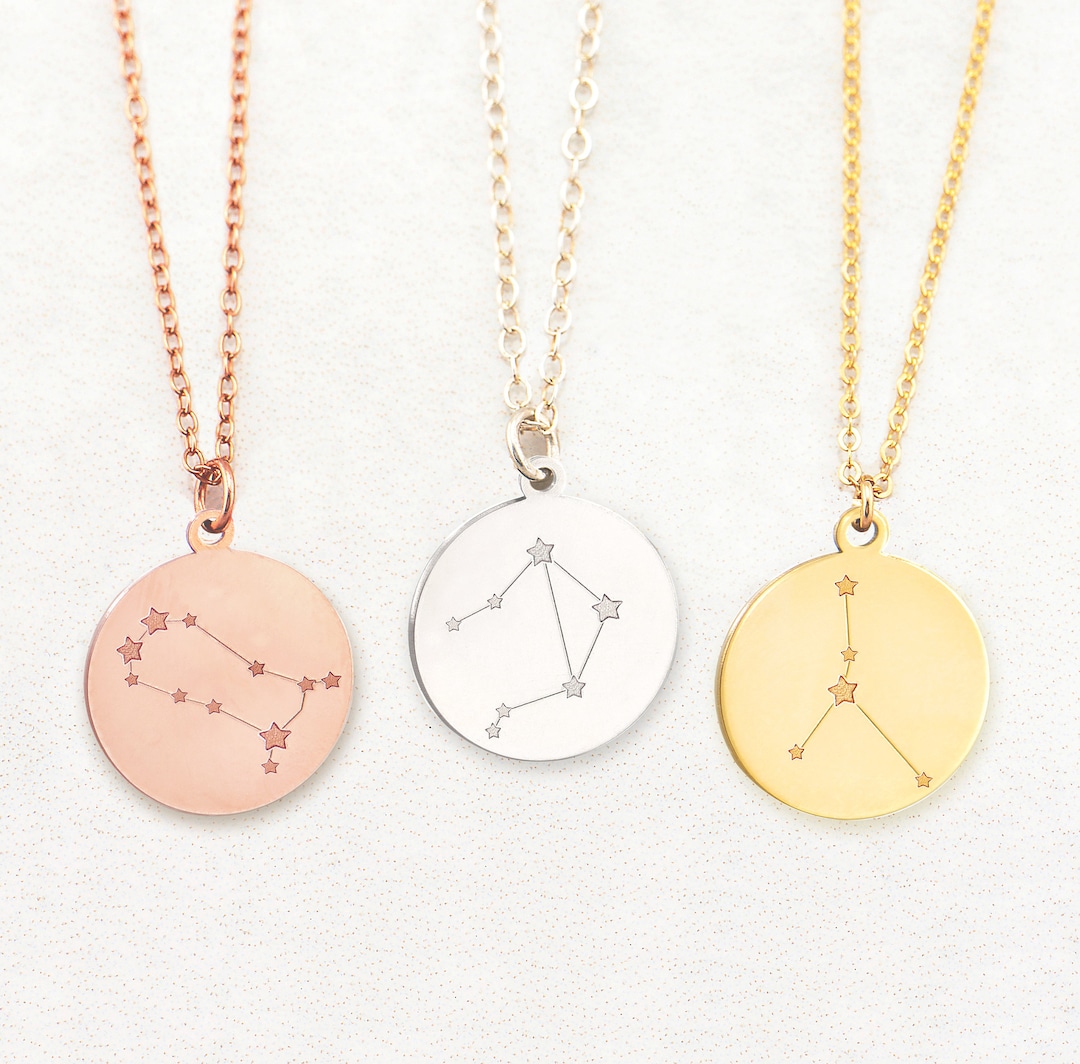 Zodiac Necklace, Zodiac Sign Disc, Birth Month Disc, Astrology Zodiac ...