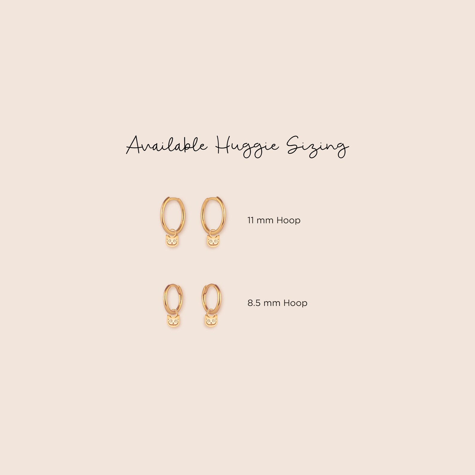 Cheshire Cat Charm Hoop Earrings Gold Stud Little Cat Huggies Cute Gold ...